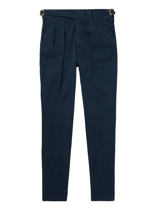 Rubinacci Manny Straight-leg Cotton-twill Trousers - Blue