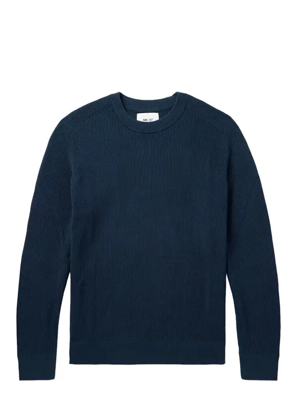 Nn07 Kevin 6600 Ribbed Organic Cotton Sweater - Blue
