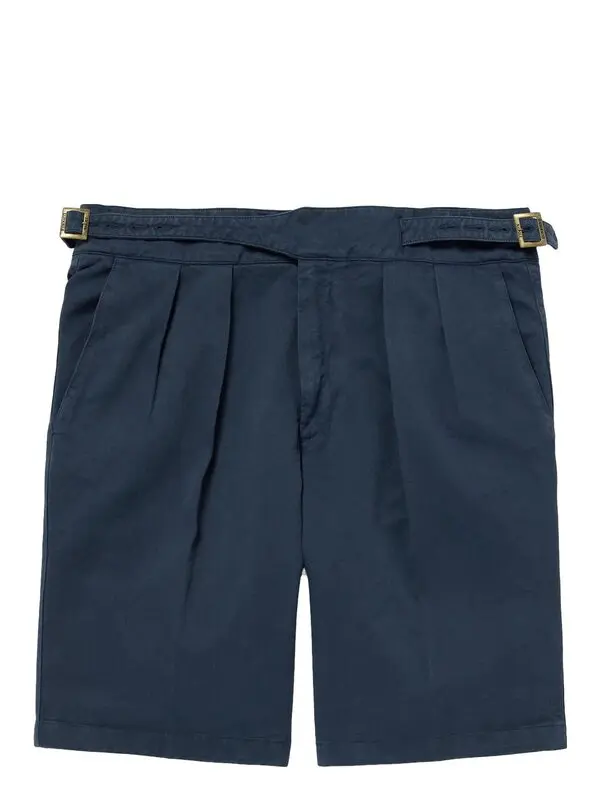 Rubinacci Manny Straight-leg Pleated Cotton Shorts - Blue