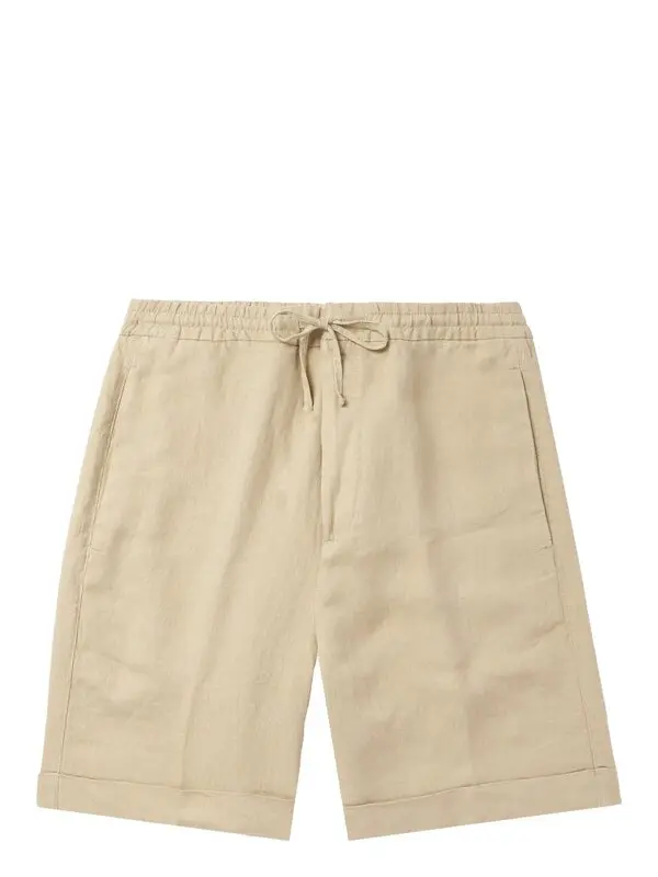 Canali Straight-leg Linen Drawstring Shorts - Neutrals
