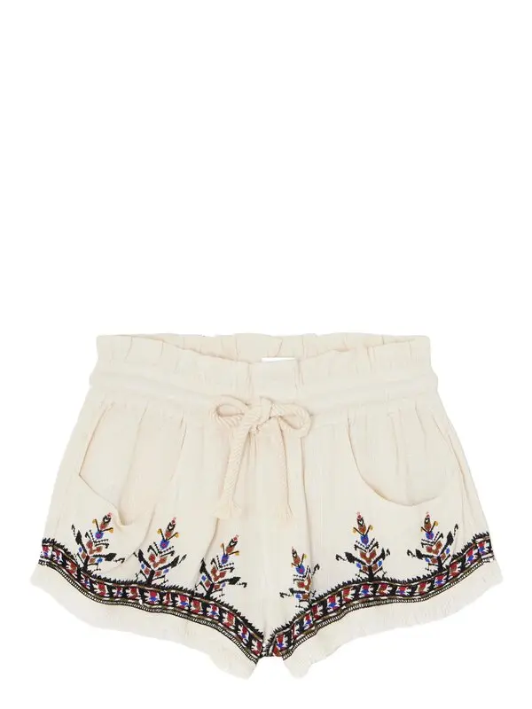 MARANT ETOILE Kriss Embroidered Jacquard Shorts - Ecru