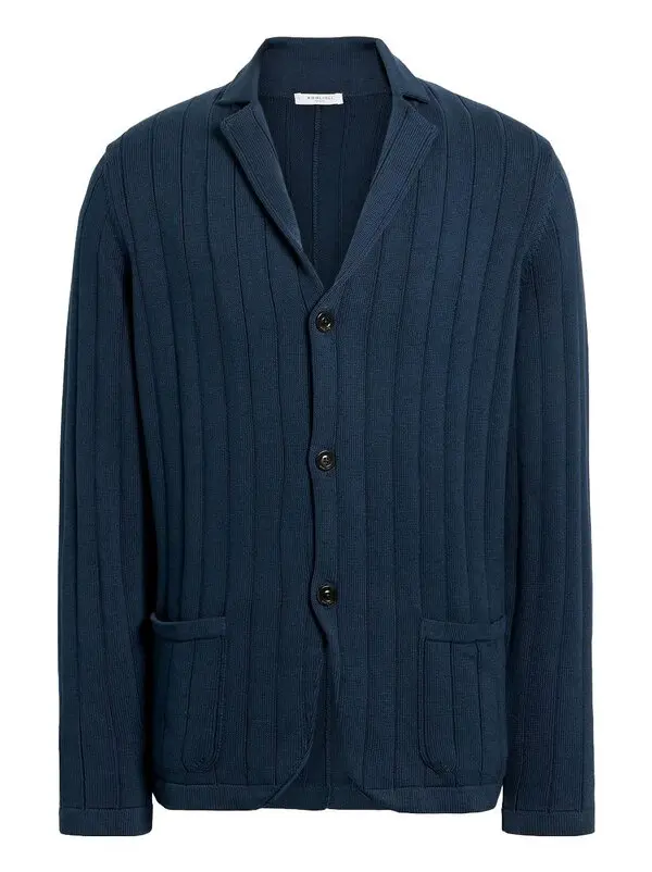 Boglioli Ribbed Cotton Cardigan - Navy