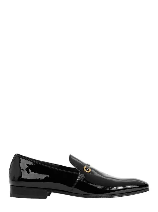 FERRAGAMO Lyon Patent-leather Loafers - Black