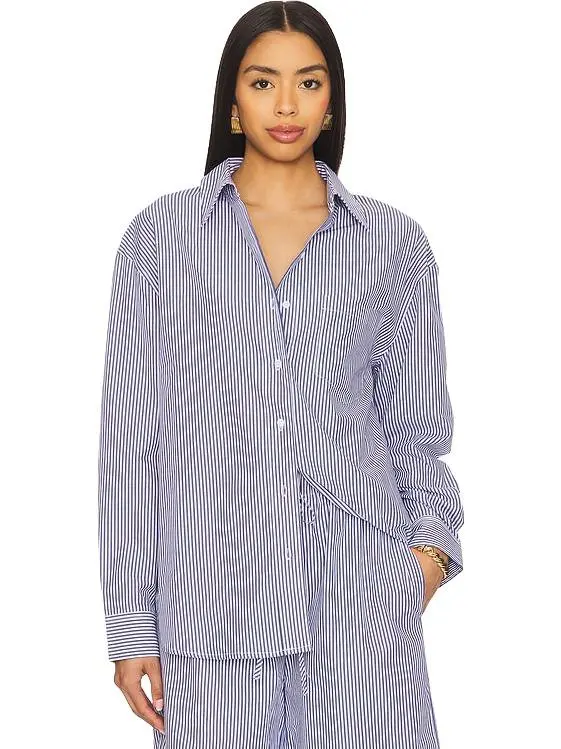 ELODIE THE LABEL Miley Stripe Shirt - Navy & White Stripe