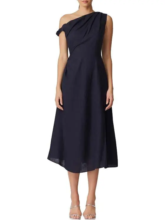 ELLIATT Kara One-shoulder Midi Dress - Navy