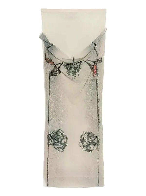 Jean Paul Gaultier Tattoo-print Mesh Midi Skirt - Neutrals