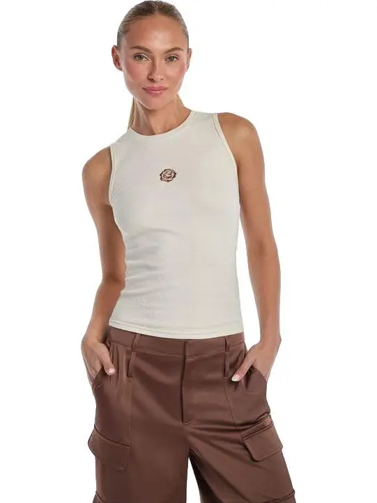THE NOLI SHOP Rosette Tank Top - Pearl
