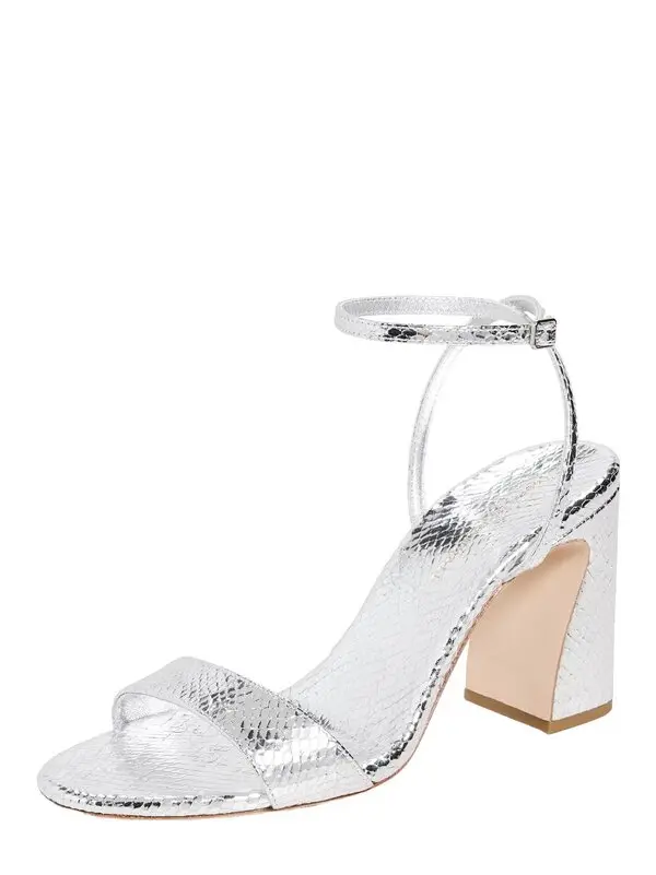 LOEFFLER RANDALL Malia Ankle Wrap Sandals - Silver