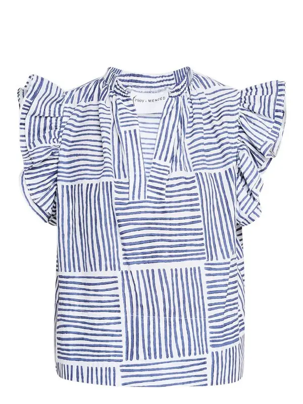 Finley Remy Striped Cotton Top - Navy