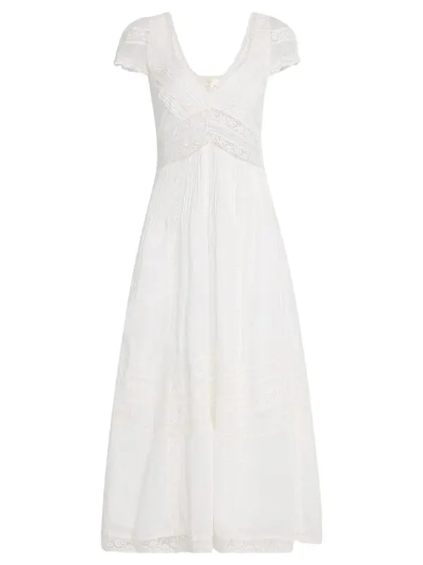 LoveShackFancy Suvi Cotton Midi Dress - White