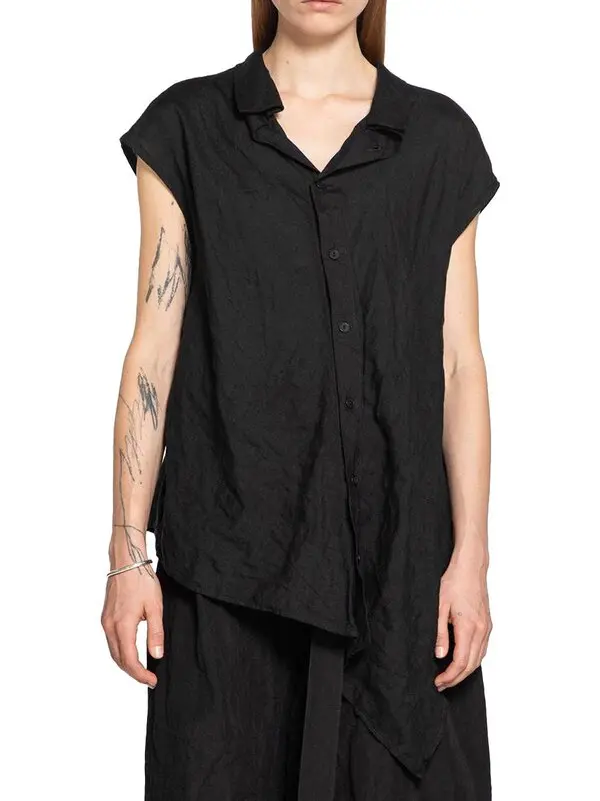 FORME D'EXPRESSION Sleeveless Linen Shirt - Black