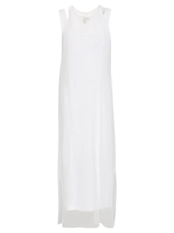 Brunello Cucinelli Layered Organza And Stretch-cotton Jersey Midi Dress - White