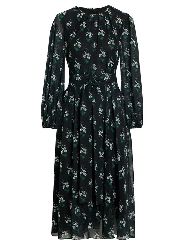 Carolina Herrera Floral-print Chiffon Midi Dress - Black