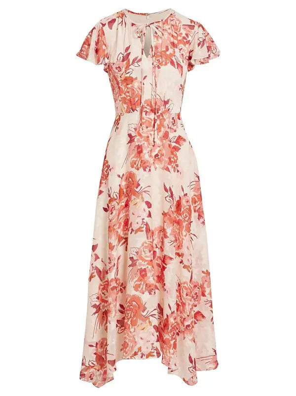 MIKAEL AGHAL Floral-print Fil Coupé Chiffon Midi Dress - Blush