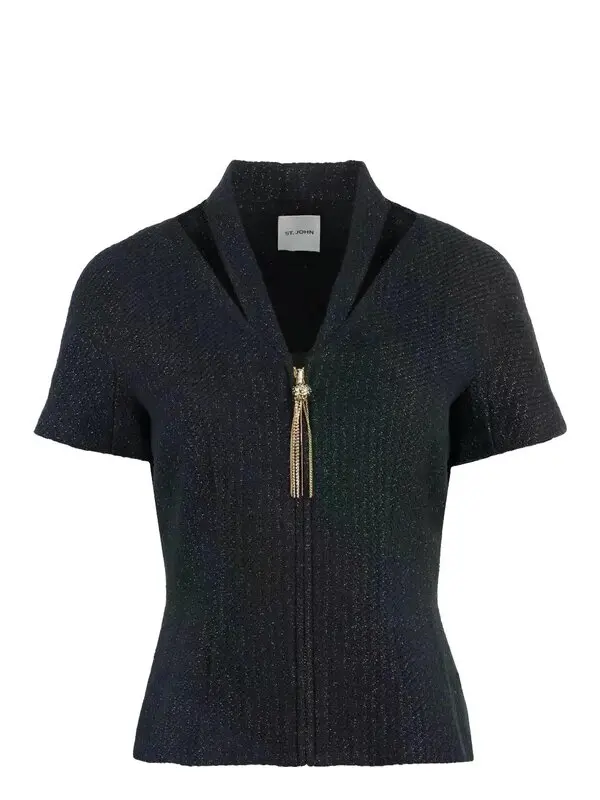 St. John Ribbed Knit Top - Black