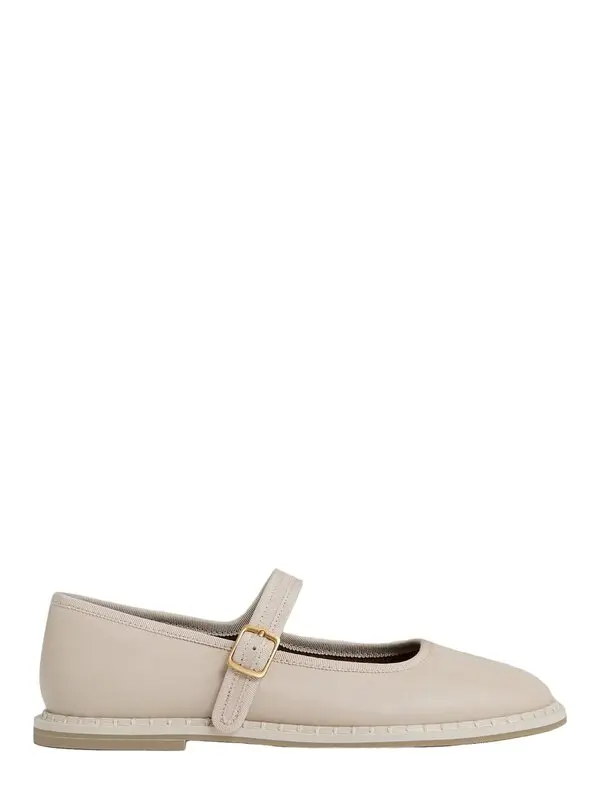 REISS Nicole Leather Mary Jane Shoes - Off White