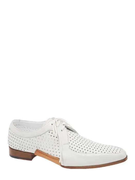Mezlan Perforated Bike Toe Derby - White