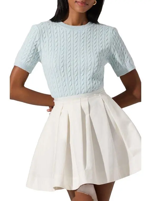 Astr The Label Iyla Cable Stitch Cotton Blend Sweater - Light Blue