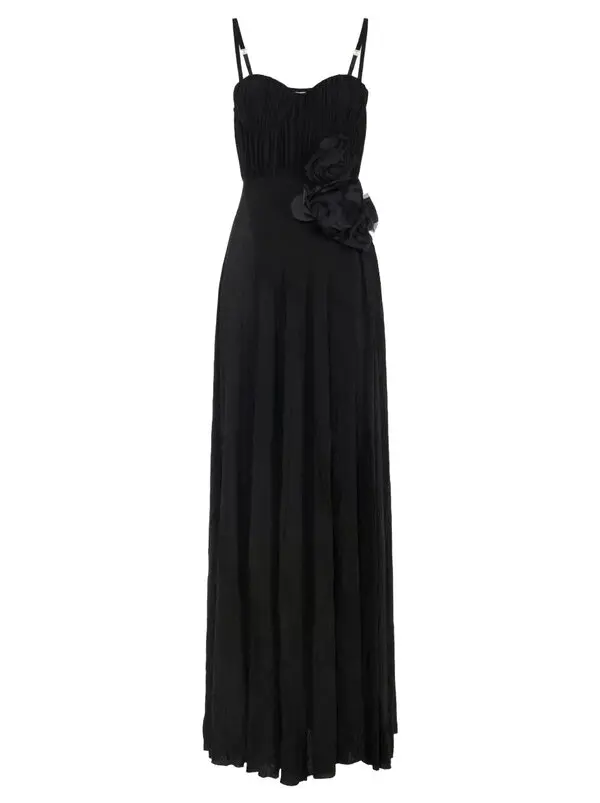 Elisabetta Franchi Floral-appliqué Detailing Dress - Black