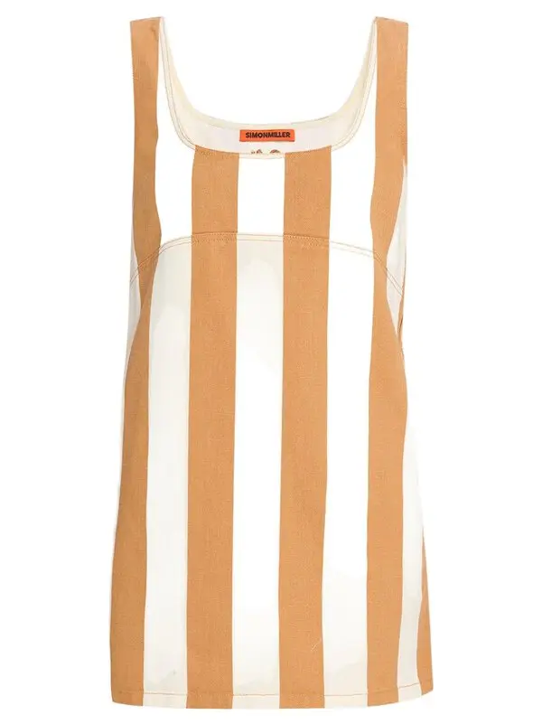 SIMONMILLER Sahara Striped Denim Mini Dress - Tan Stripe