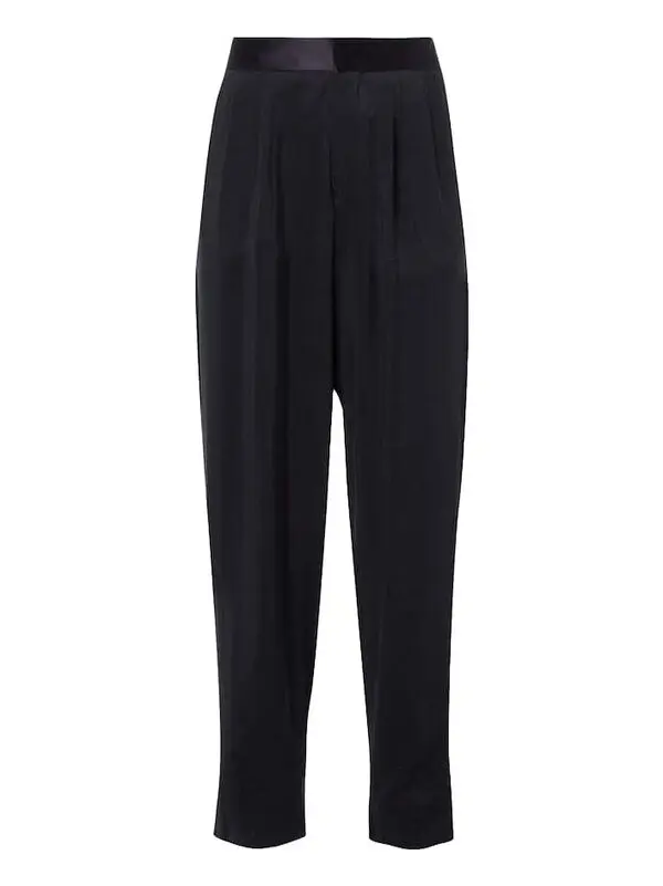 Giorgio Armani Silk-blend Trousers - Grey