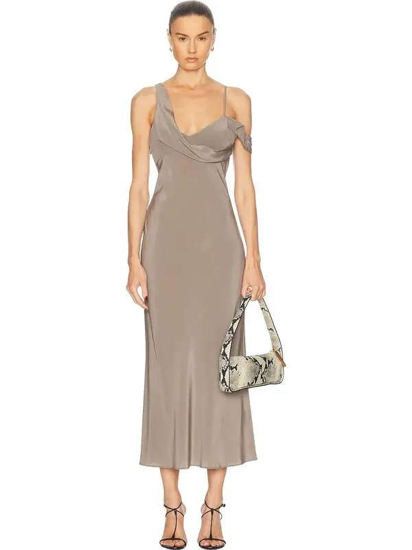 ST. AGNI Silk Drape Dress - Slate