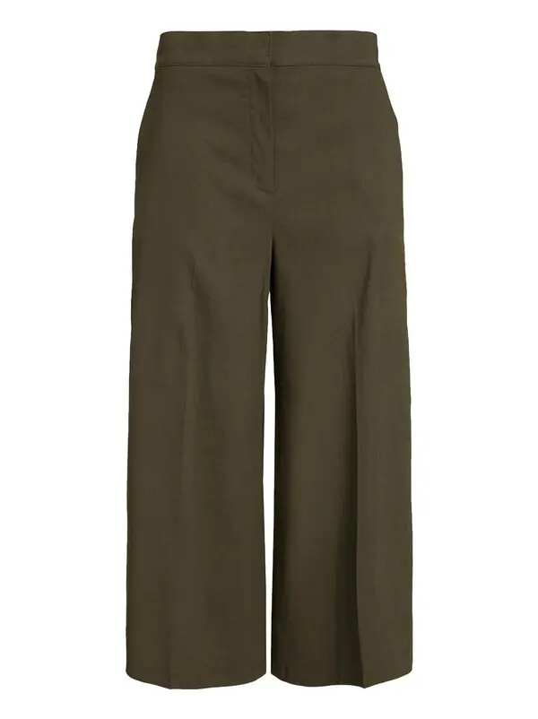 Theory Cropped Wide-leg Linen-blend Pants - Army Green