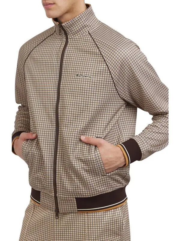 Ben Sherman Houndstooth Track Jacket - Aztec Gold