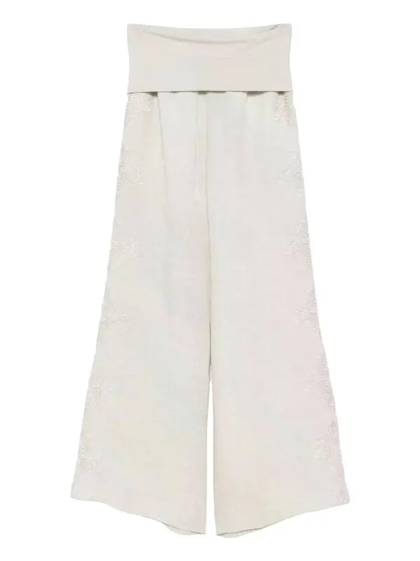 MAURIZIO MYKONOS Lace-detailed Trousers - Neutrals