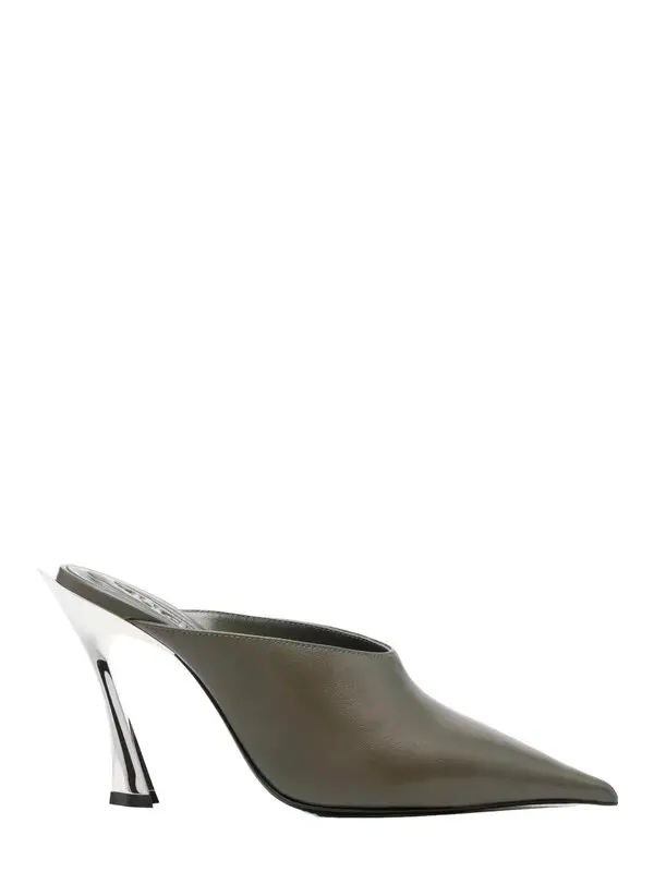 MUGLER 95mm Suede Mules - Green