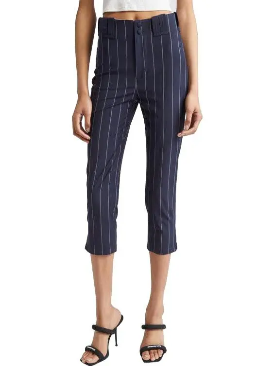 Alexander Wang Pinstripe Capri Pants - Navy/ Grey