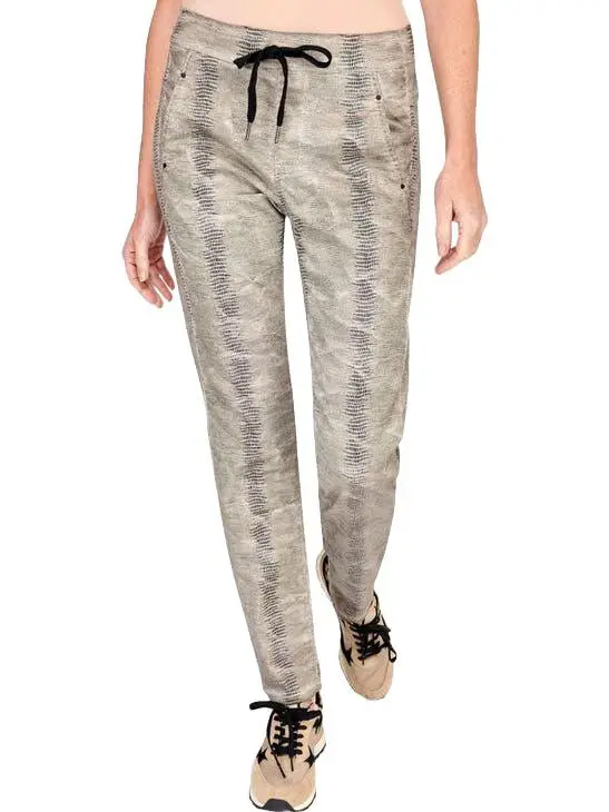Alembika Snake Skin Print Slim-fit Stretch Jeans - Grey