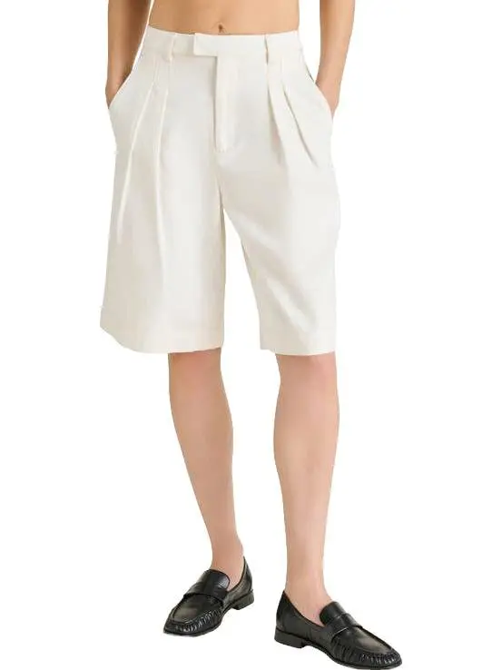 Steve Madden Ivana Pleated Bermuda Shorts - White