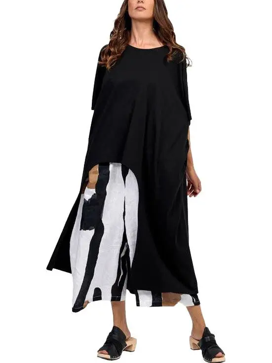 Alembika Jersey Stripes Patchwork Oversized Tunic - Black/beige Stripes