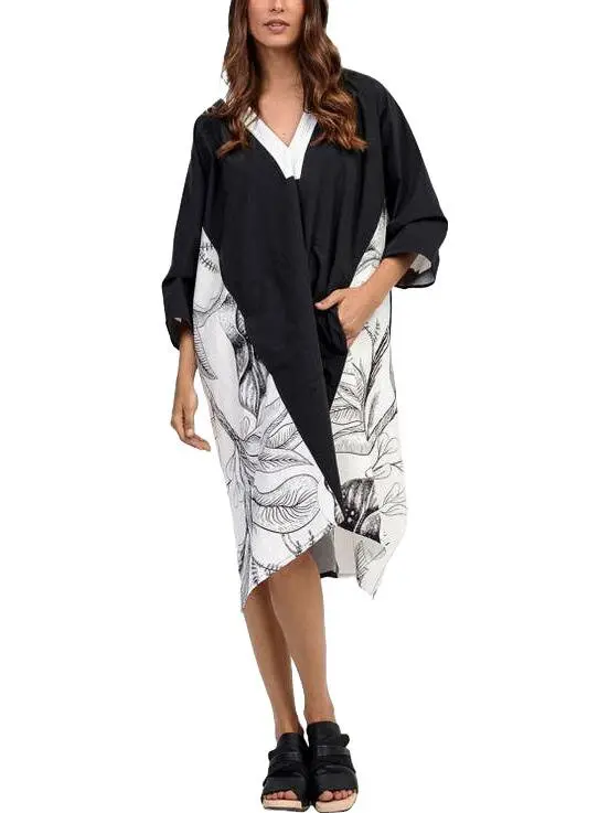Alembika Kaftan Dress With Handkerchief Hem - Black