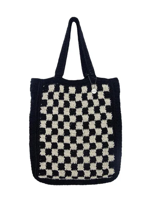 THE SAK Lanie Market Hand Crochet Tote Bag - Black Check