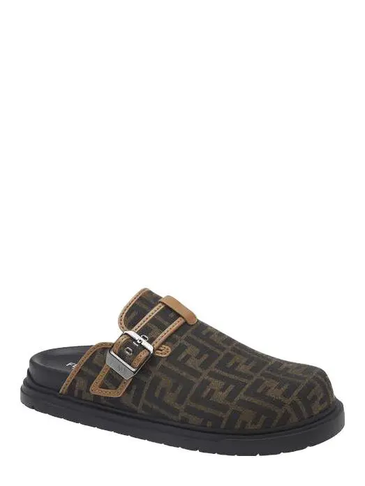 Fendi Feel Ff Logo Clogs - Tabacco Nero.sand