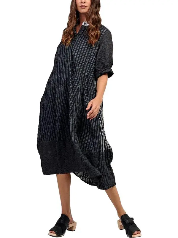 Alembika Patchwork Cocoon Shirt-dress - Black/white