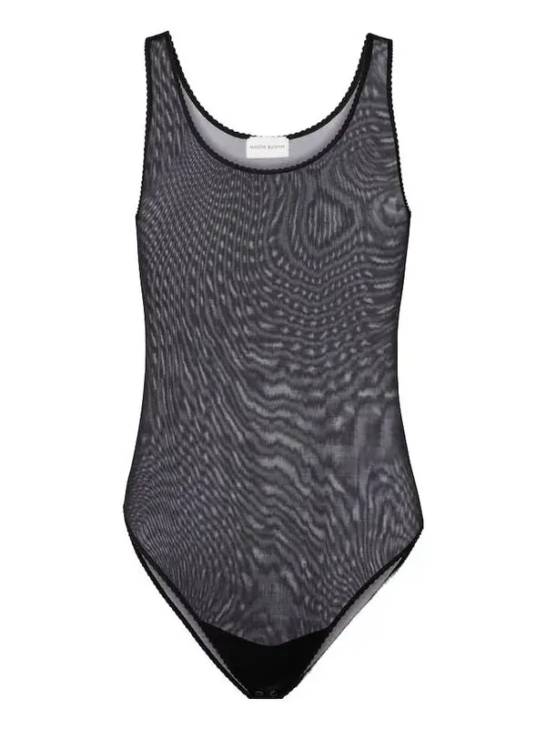 Magda Butrym Semi-sheer Scalloped Bodysuit - Black