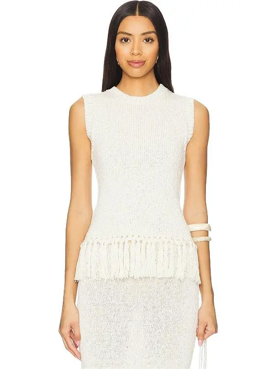 4TH & RECKLESS Lauryn Knit Fringe Top - Beige