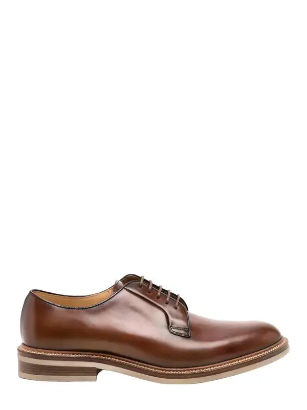 Brunello Cucinelli Calfskin Derby Shoes - Brown