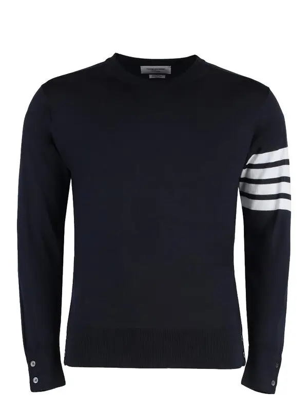 Thom Browne Striped Sleeve Wool Pullover - Blue