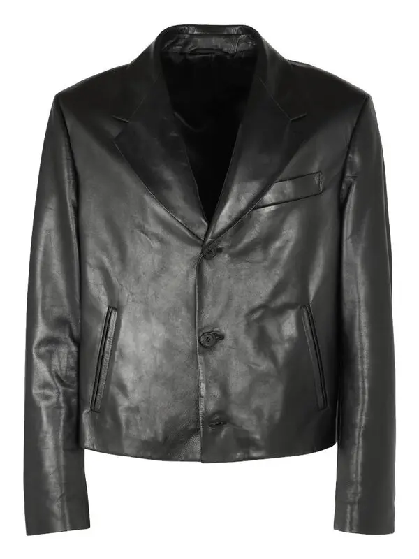 FERRAGAMO Single-breasted Leather Jacket - Black