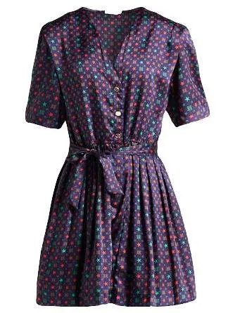 Sandro Mini Pleated Dress - Navy