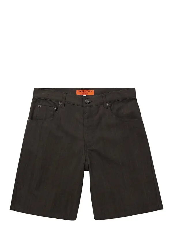SMALL TALK Straight-leg Cotton-canvas Shorts - Brown