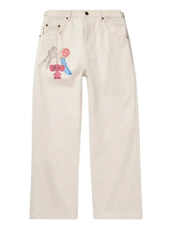 SMALL TALK Straight-leg Printed Jeans - Neutrals