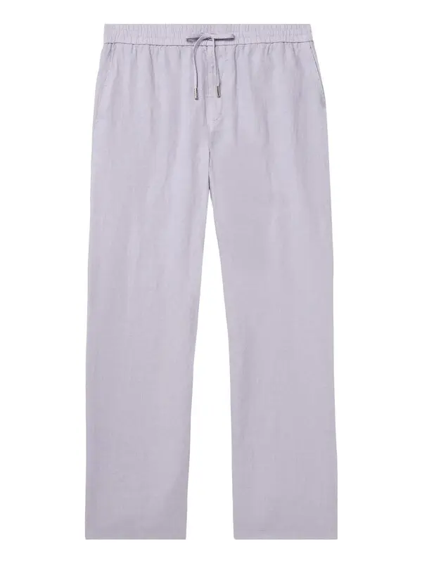 Mr P. Edward Straight-leg Linen Drawstring Trousers - Purple