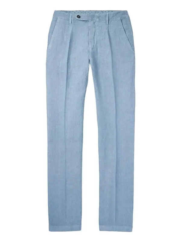Massimo Alba Ionio2 Straight-leg Pleated Linen Trousers - Blue
