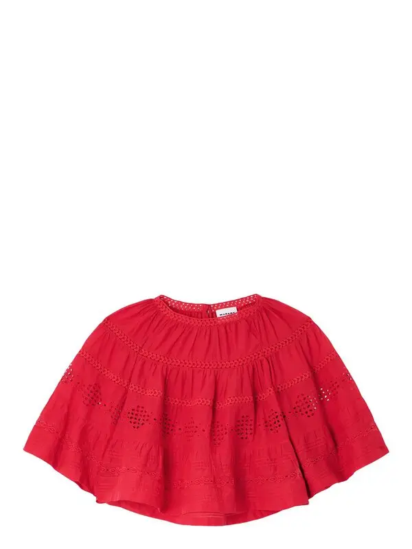 MARANT ETOILE Dilama Broderie Anglaise Blouse - Red