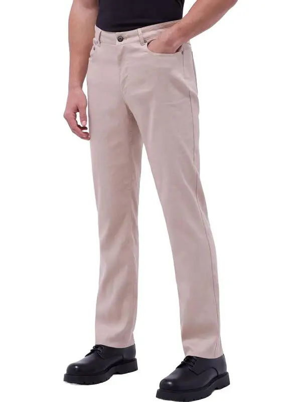 Bugatchi Preston Stretch Linen & Cotton Straight Leg Pants - Sand